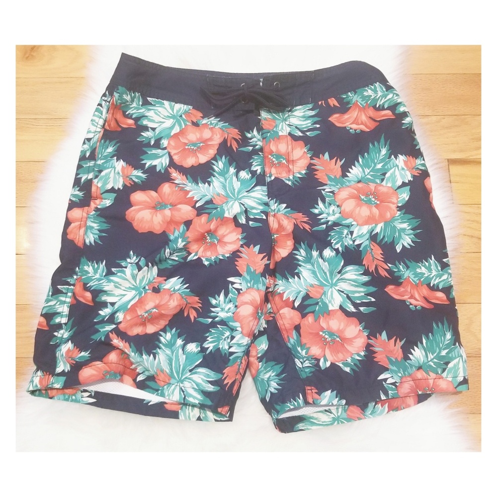 Gap Floral Hawaiian Print Swimming Trunks - Gem